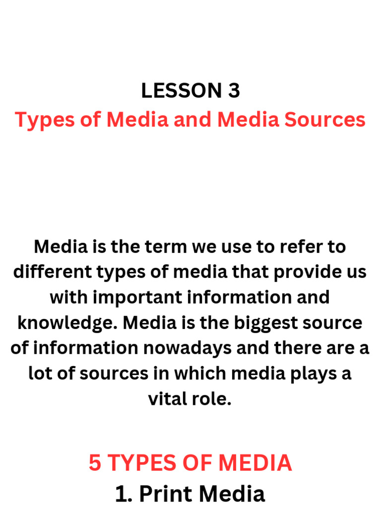 LESSON 3 Types of Media and Media Sources | PDF | Mass Media ...