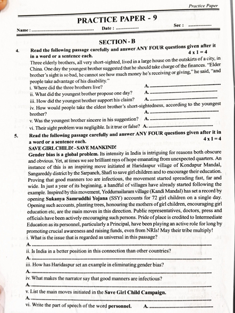 Practice Sheet class 11 ipe 1 | PDF