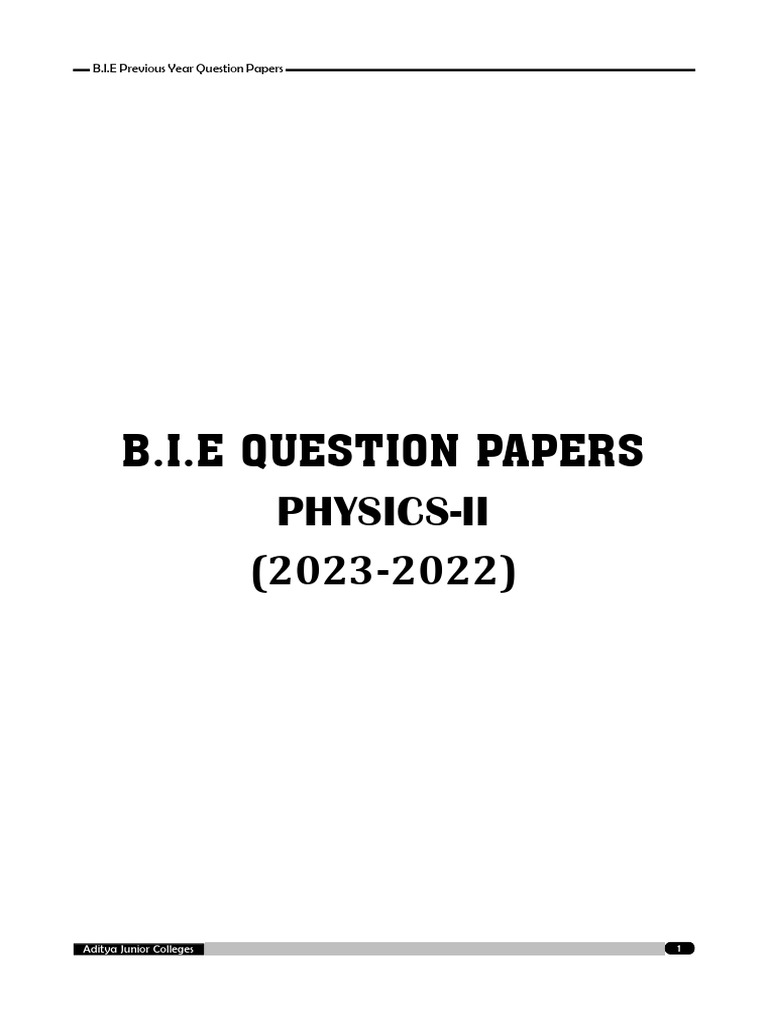 B.I.E Physics Question Papers Archive | PDF
