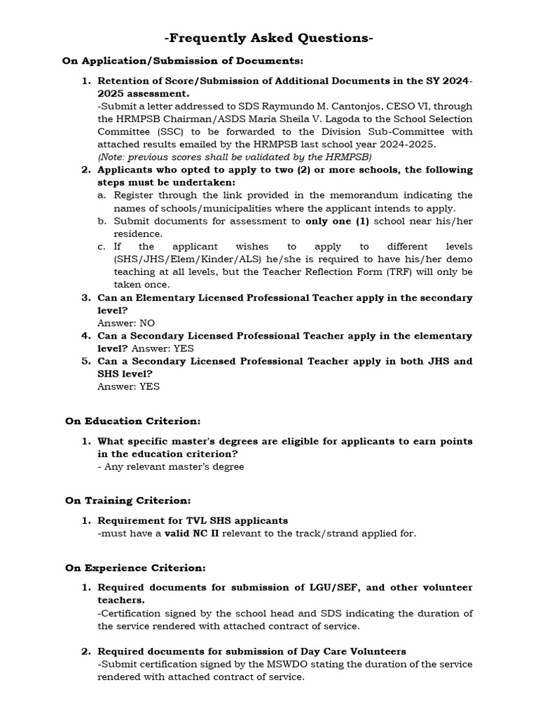 FAQs On T1 Positions Hiring Process | PDF
