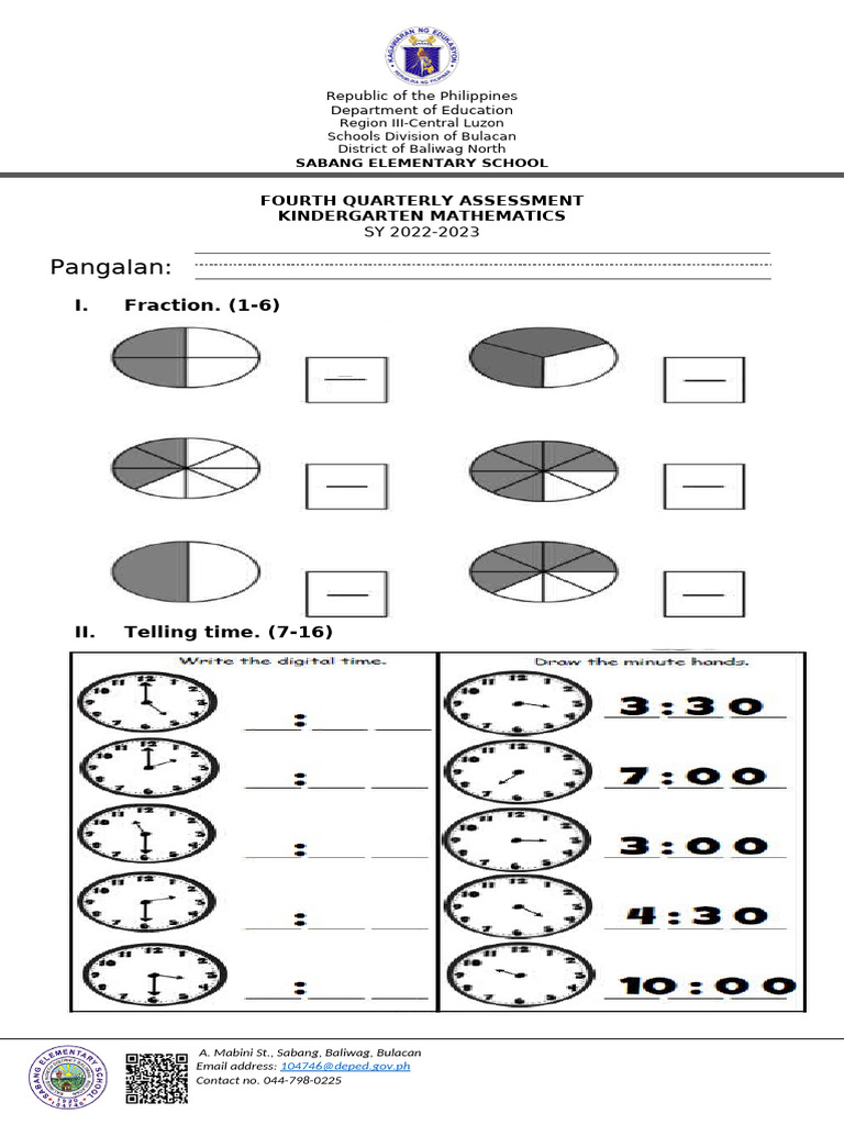 FOURTH-QUARTERLY-ASSESSMENT-MATH-2022-2023 | PDF
