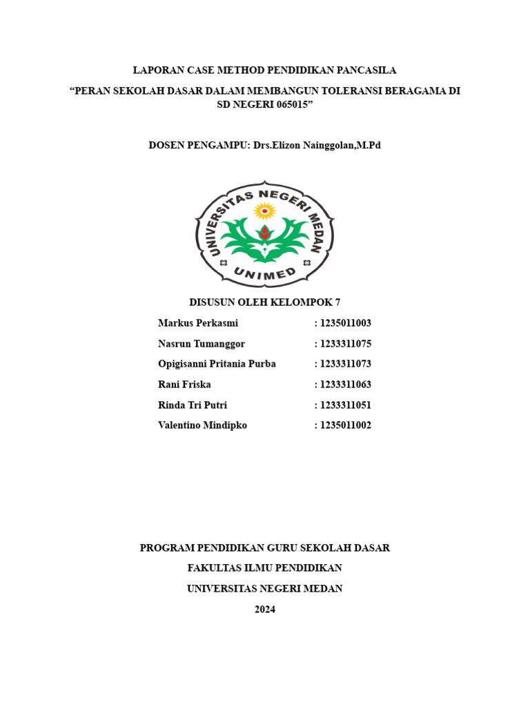 LAPORAN CASE METHOD PENDIDIKAN PANCASILA Kelompok 7 | PDF