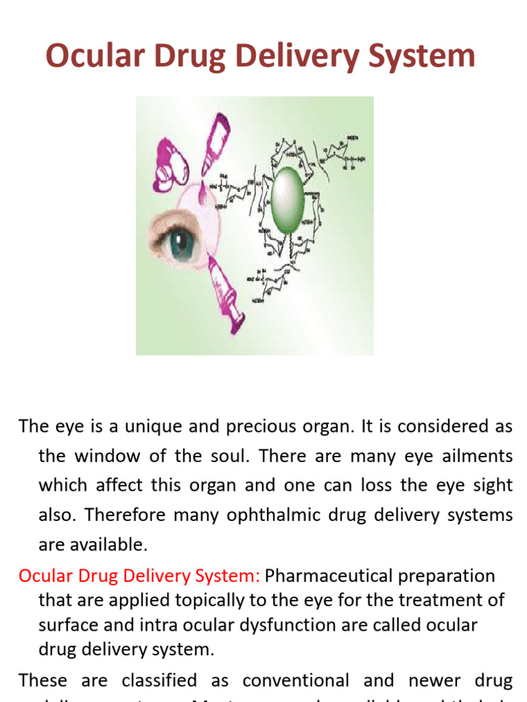 Ocular Drug Delivery Systems Explained | PDF | Human Eye | Cornea