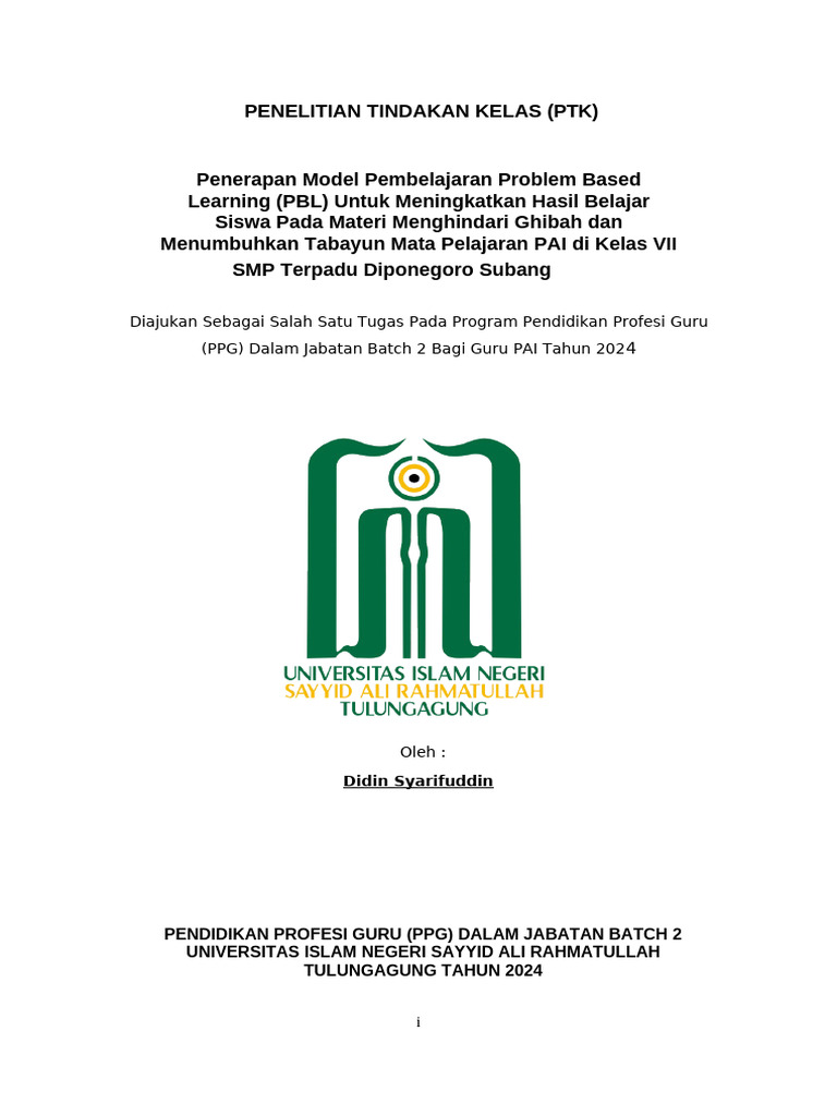 PTK Siklus 1 PBL | PDF