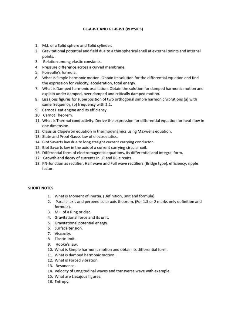 Physics Concepts and Formulas Overview | PDF | Damping | Oscillation