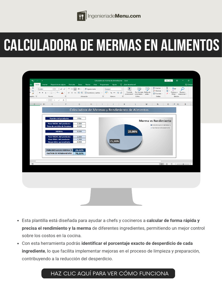 Instrucciones - Calculadora de mermas | PDF | Porcentaje | Artes culinarias