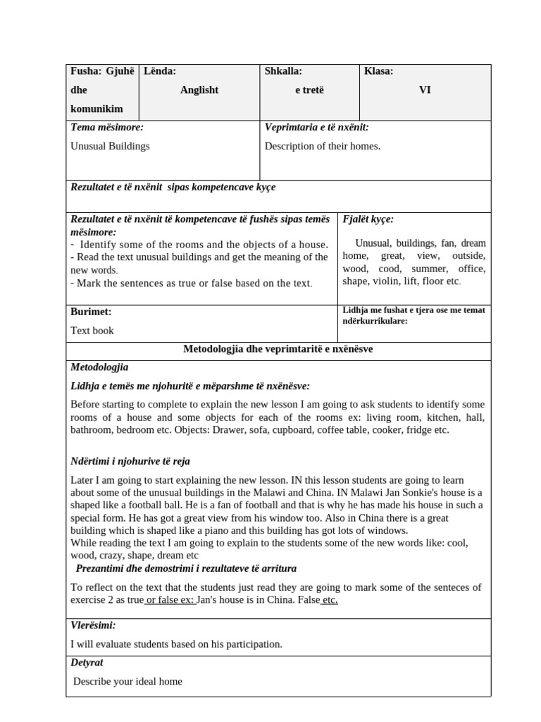 Unusual Buildings Lesson Plan | PDF