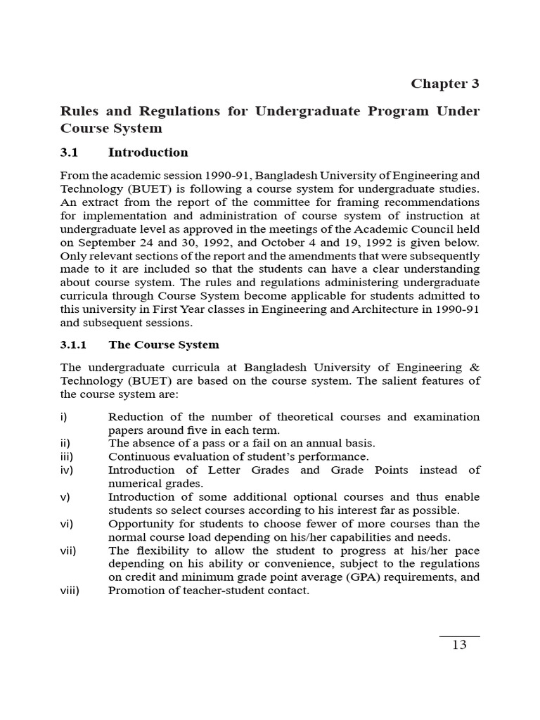 BUET Undergraduate Course System Guidelines | PDF | Curriculum | Course ...
