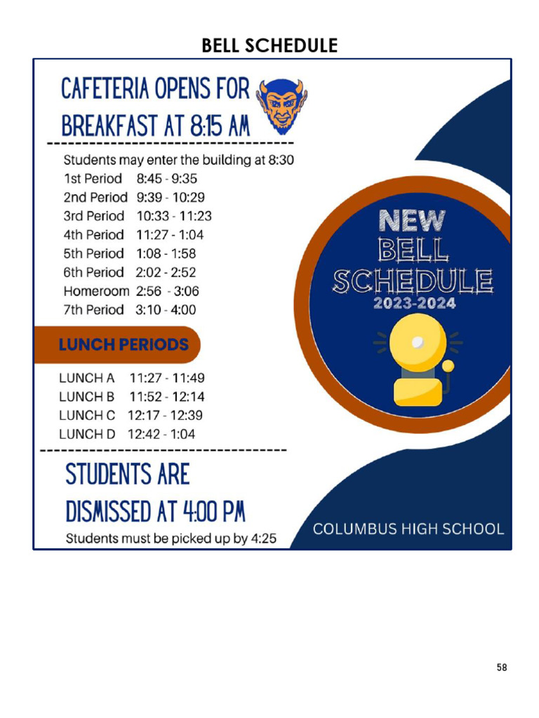 CHS Regular Bell Schedule 2023-2024 | PDF