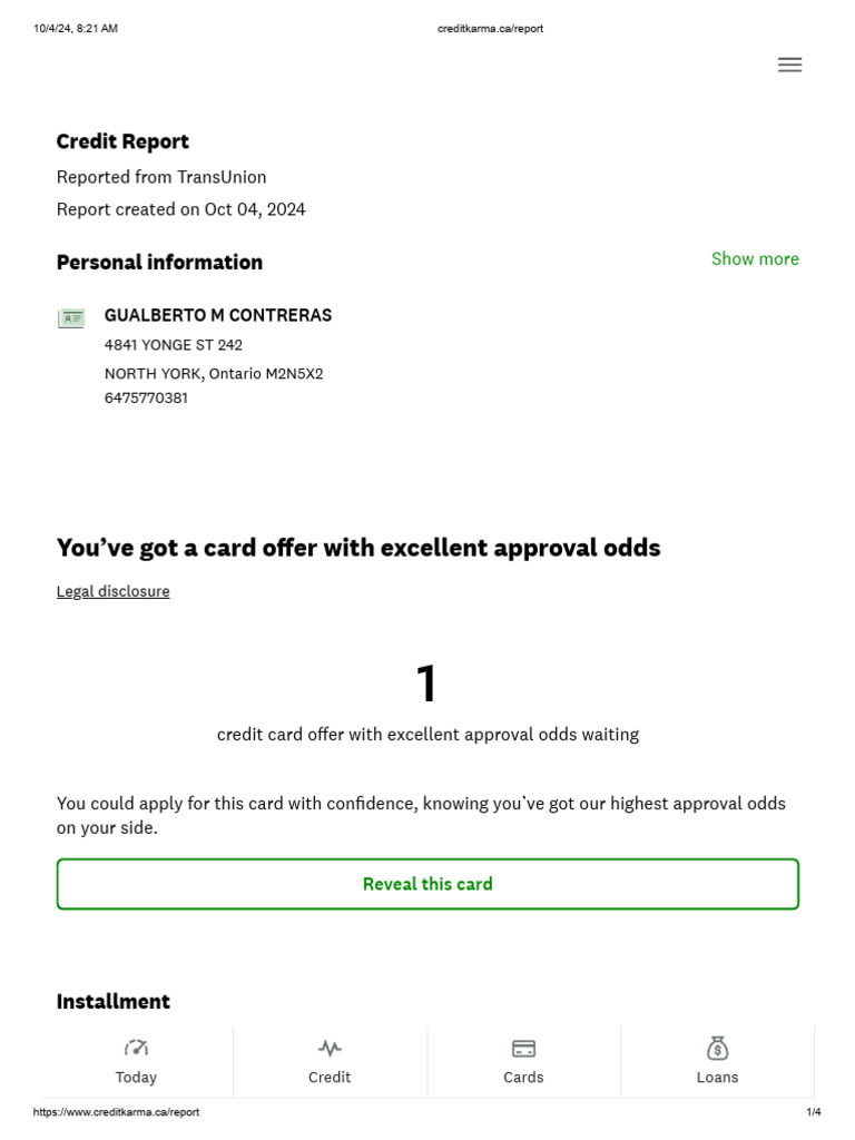 Creditkarma - Ca Report GCJ | PDF | Credit | Finance & Money Management