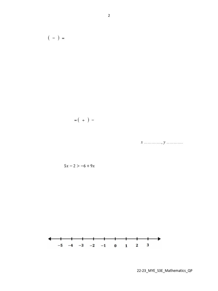 22-23 MYE S3E Mathematics QP | PDF | Inequality (Mathematics) | Mathematics