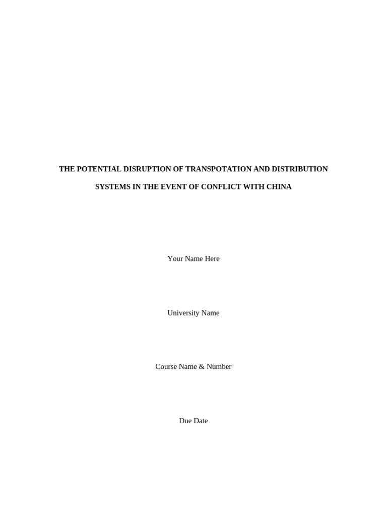 The Potential Disruption of Transpotation and Distribution Systems in ...