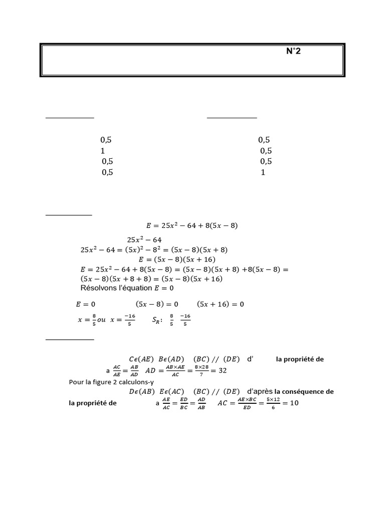 Corrigé BEPC Blanc Maths 4ème | PDF | Géométrie