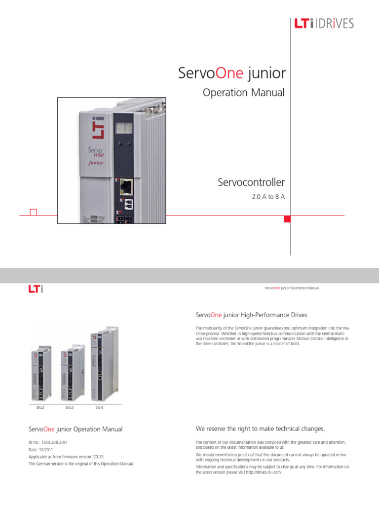 ServoOne Junior Drive Manual | PDF | Safety | Voltage