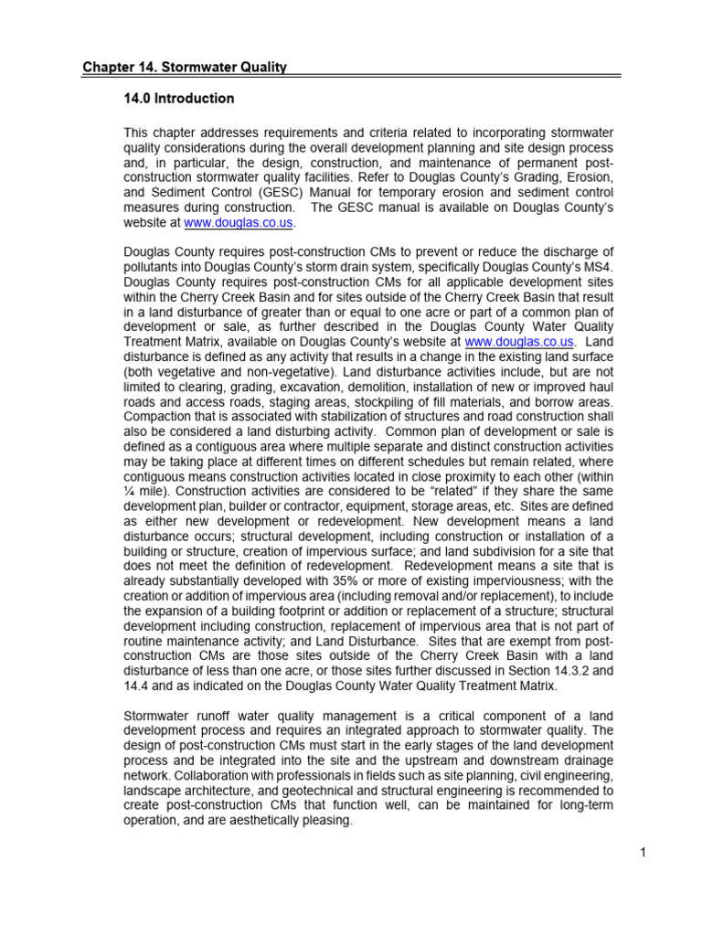 Chapter 14 - Stormwater Quality - Updated June 2022 | PDF | Stormwater ...