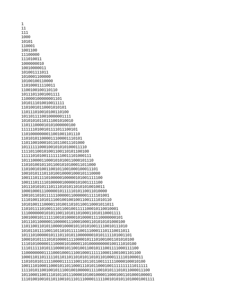 Binary Number Sequences Analysis | PDF