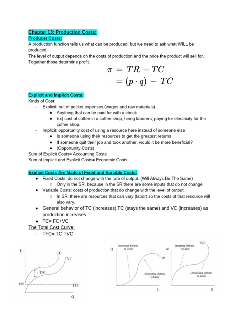 Econ 103 Final Study Guide | PDF | Marginal Cost | Average Cost