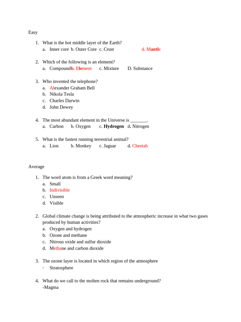 Quiz Bee | PDF