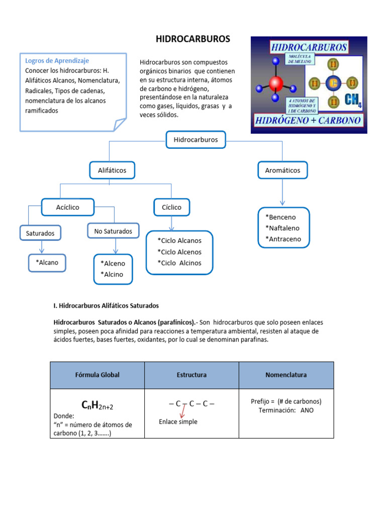 Hidrocarburos Alifáticos: Alcanos y Nomenclatura | PDF | Hidrocarburos ...