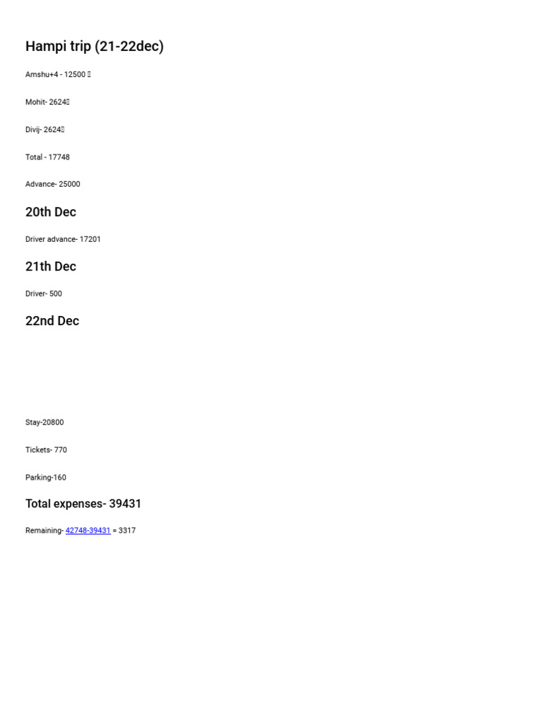 Hampi(21-22nd Dec) | PDF