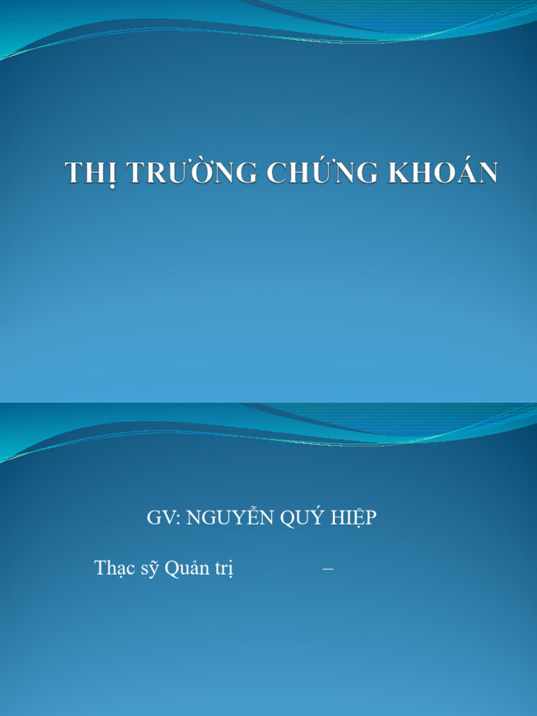 Chuong 1 - Tong Quan Ve TTCK | PDF