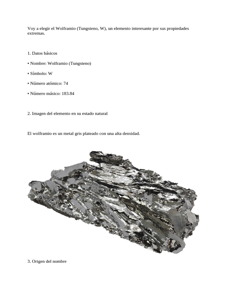 Wolframio: Propiedades y Aplicaciones | PDF