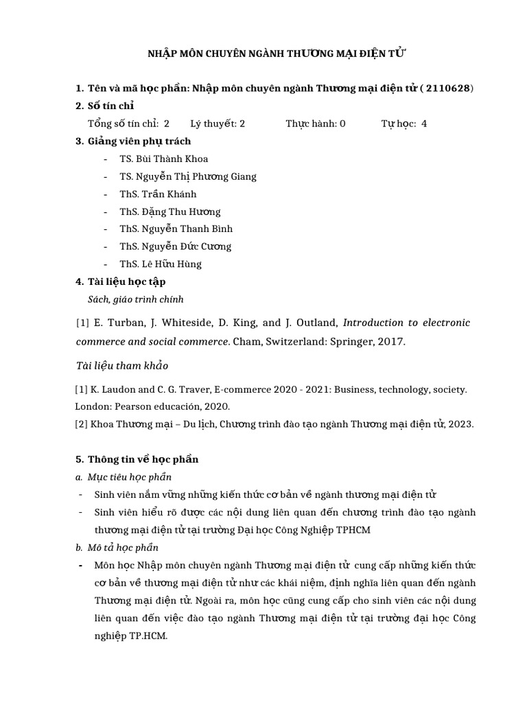 De Cuong Nhap Mon Chuyen Nganh TMDT | PDF