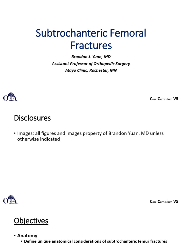 Subtrochanteric Fractures | PDF | Bone | Anatomical Terms Of Location