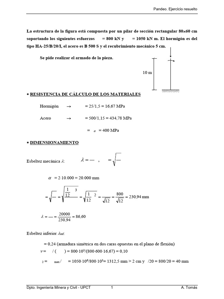 Ejercicio Pandeo Pilar | PDF | Ingeniería de Edificación | Deformación ...