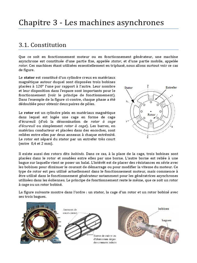 Machines Asynchrones : Fonctionnement et Composants | PDF ...