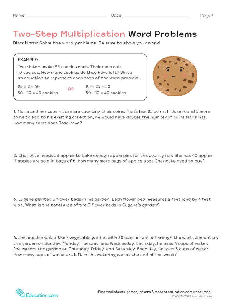Two-Step Multiplication Word Problems | PDF