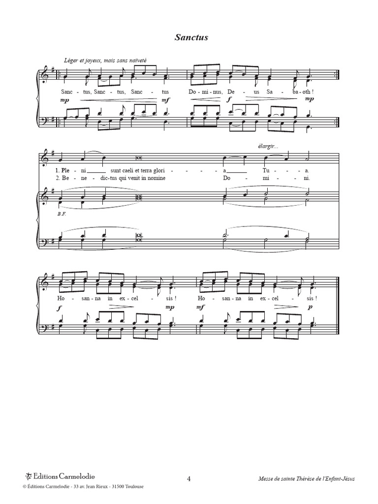 Sanctus Agnus Messe de Sainte Therese | PDF