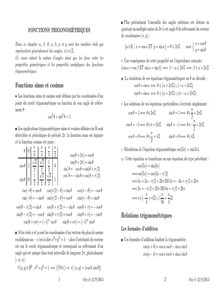 Introduction aux fonctions trigonométriques | PDF | Angle | Concepts ...