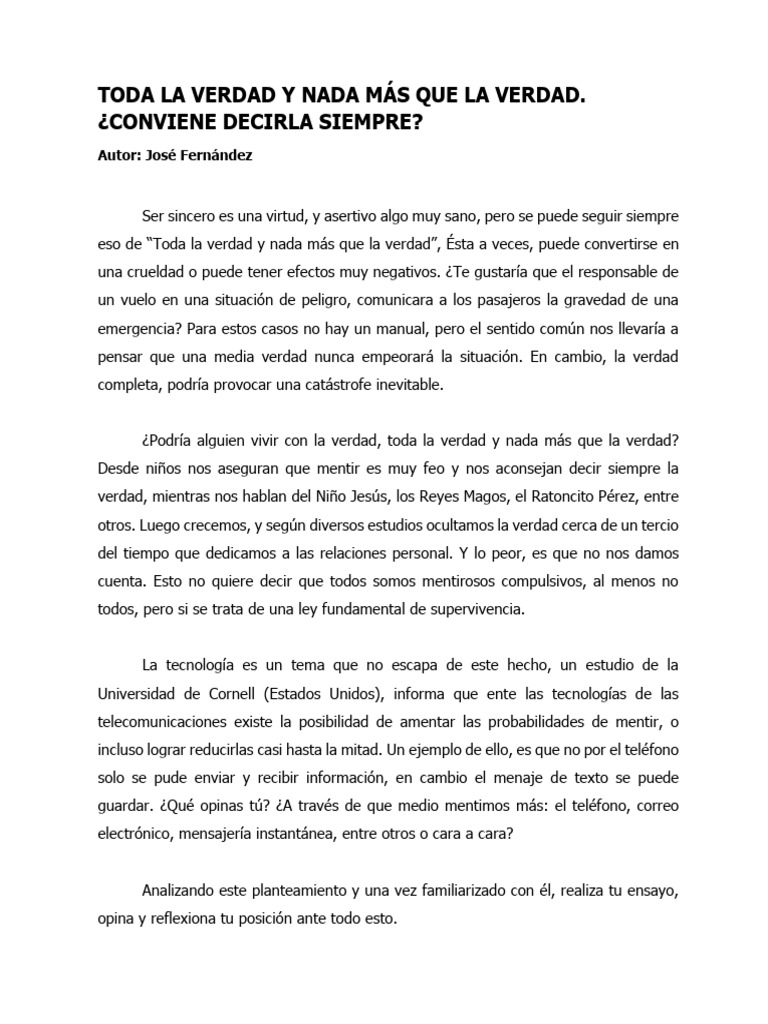 Toda La Verdad y Nada Más Que La Verdad | PDF