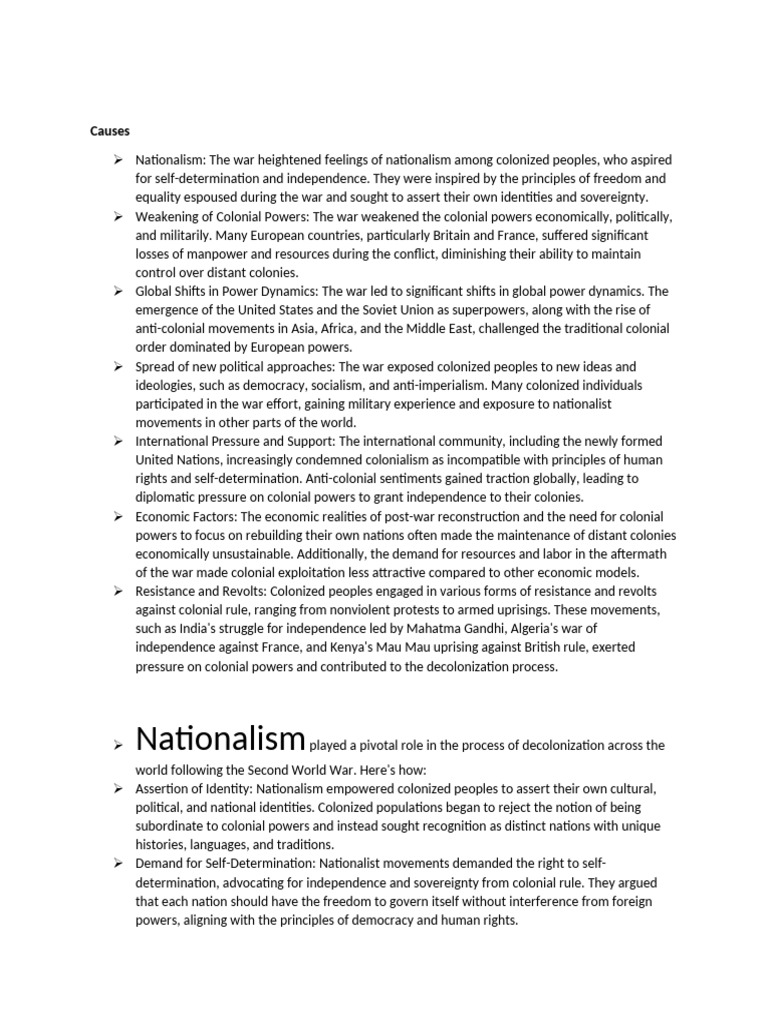 Causes of Decolonization | PDF | Nationalism | Decolonization