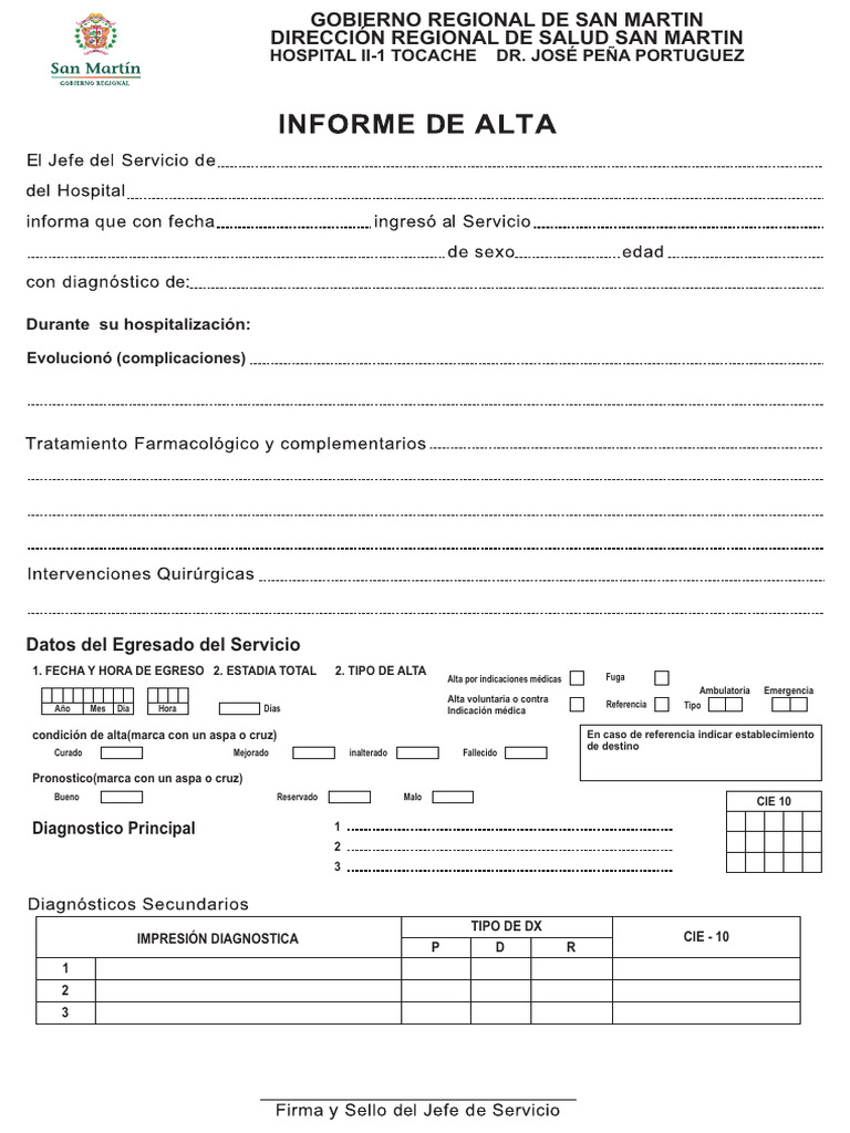 Formato de Alta Hospitalaria IMSS | PDF | Hospital | Diagnostico medico