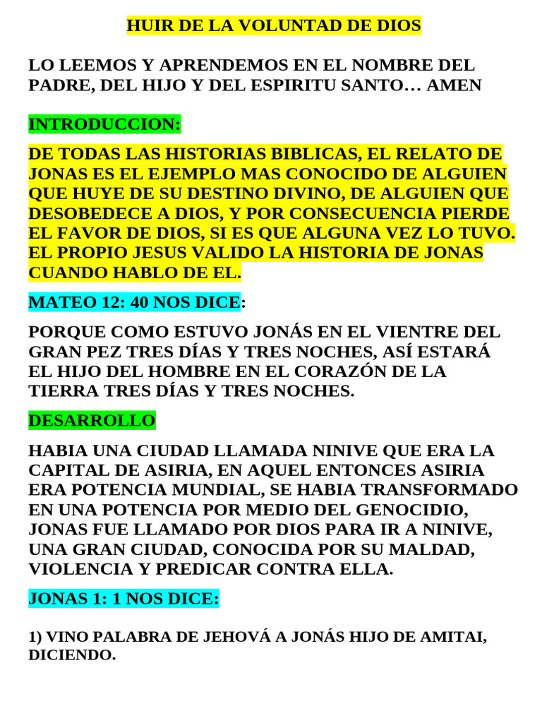 Huir de La Voluntad de Dios | PDF | Jonás | Creencia religiosa y doctrina