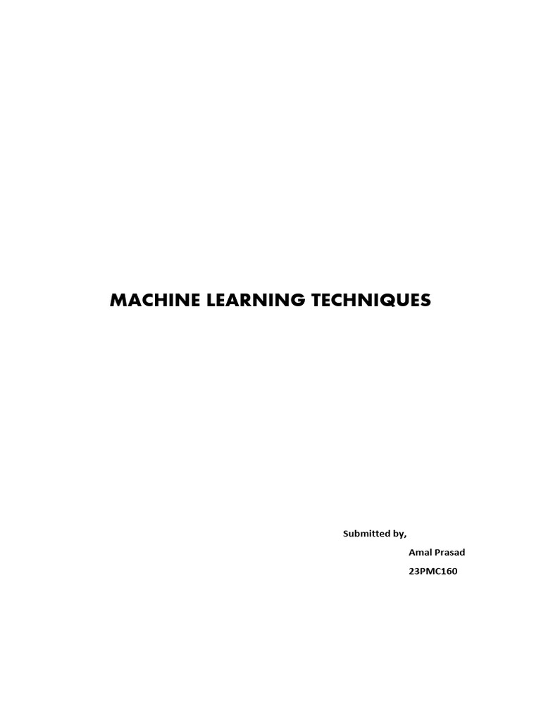 MACHINE LEARNING TECHNIQUES | PDF | Machine Learning | Support Vector ...