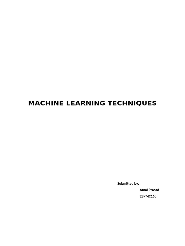 MACHINE LEARNING TECHNIQUES | PDF | Machine Learning | Support Vector ...