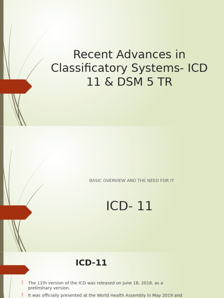 Classification System - DSM and ICD | PDF | Mental Disorder | Dsm 5