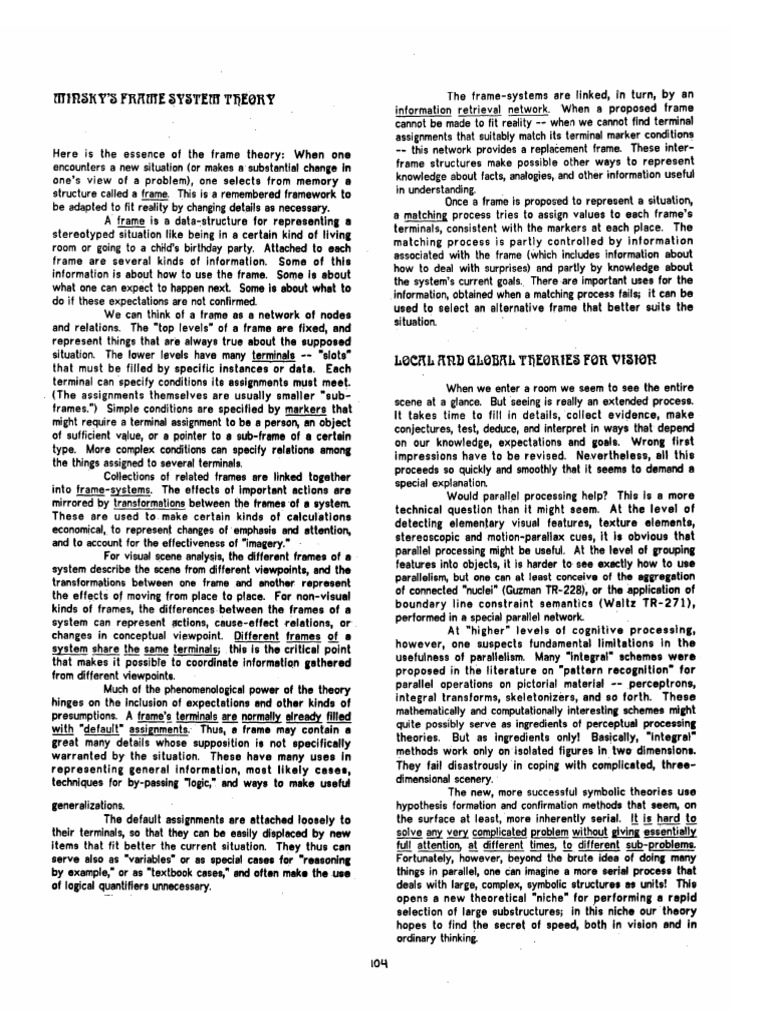 Minsky's Frame Theory Explained | PDF | Information | Syntax