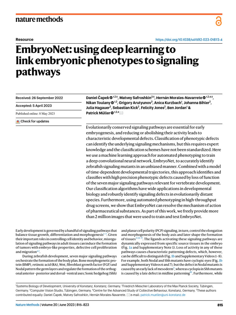 Embryonet: Using Deep Learning To Link Embryonic Phenotypes To Signaling Pathways | PDF ...