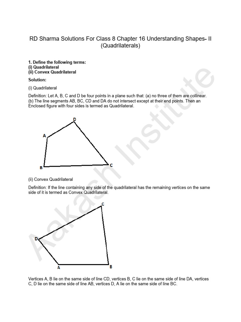 RD Sharma Solutions For Class 8 Chapter 16 Understanding Shapes | PDF ...
