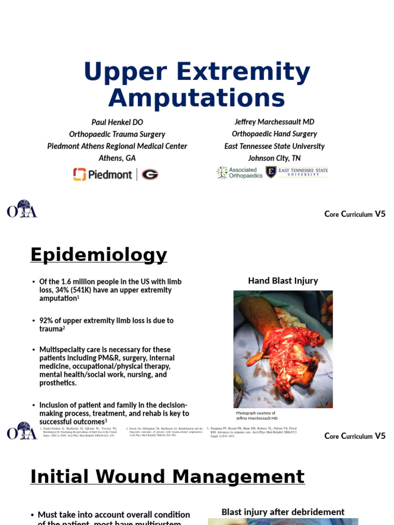 Upper Extremity Amputation Management Guide | PDF | Amputation | Surgery