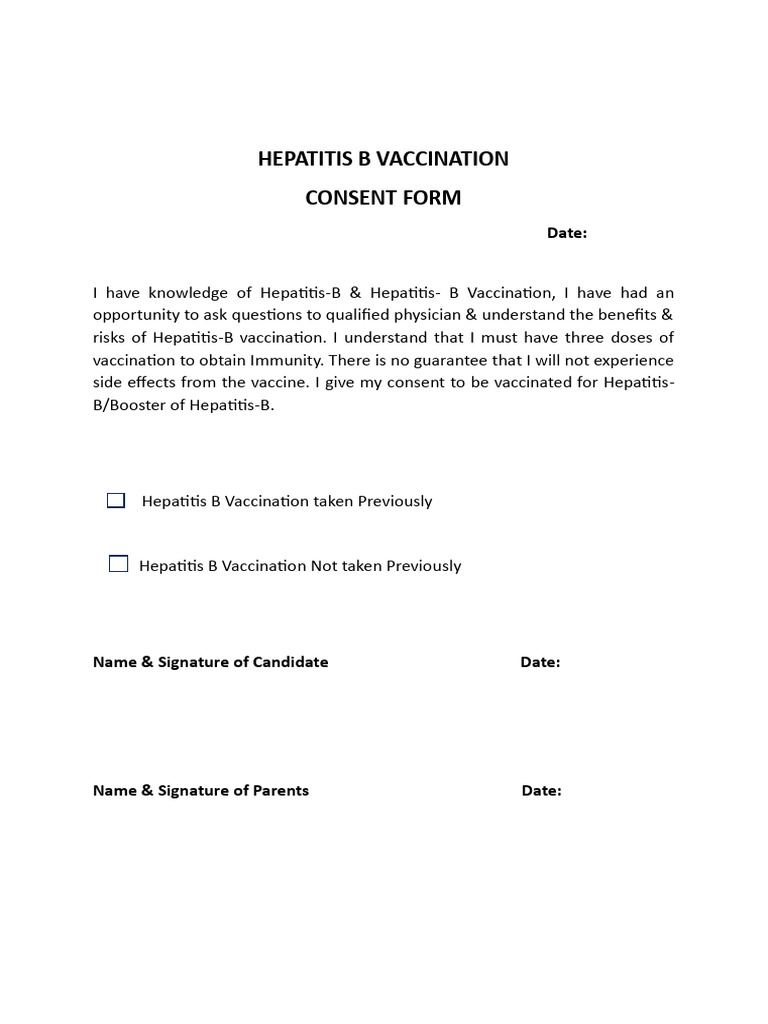 Hepatitis B Vaccination Consent Form | PDF