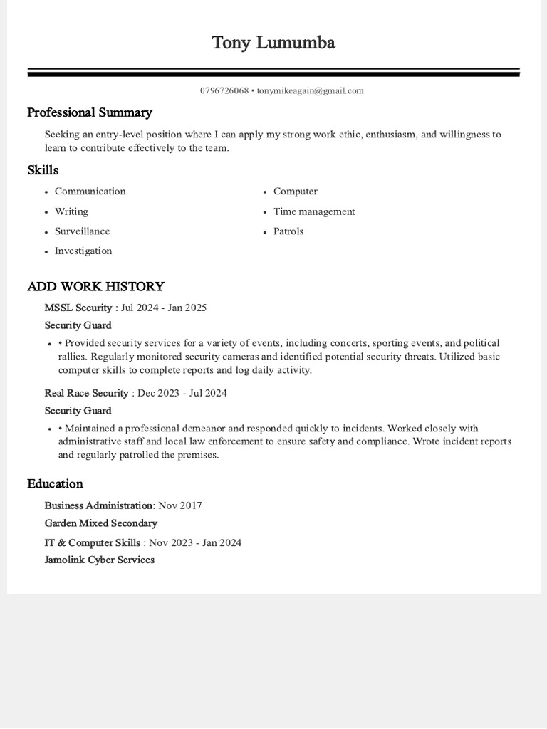 Tony Resume 251 | PDF