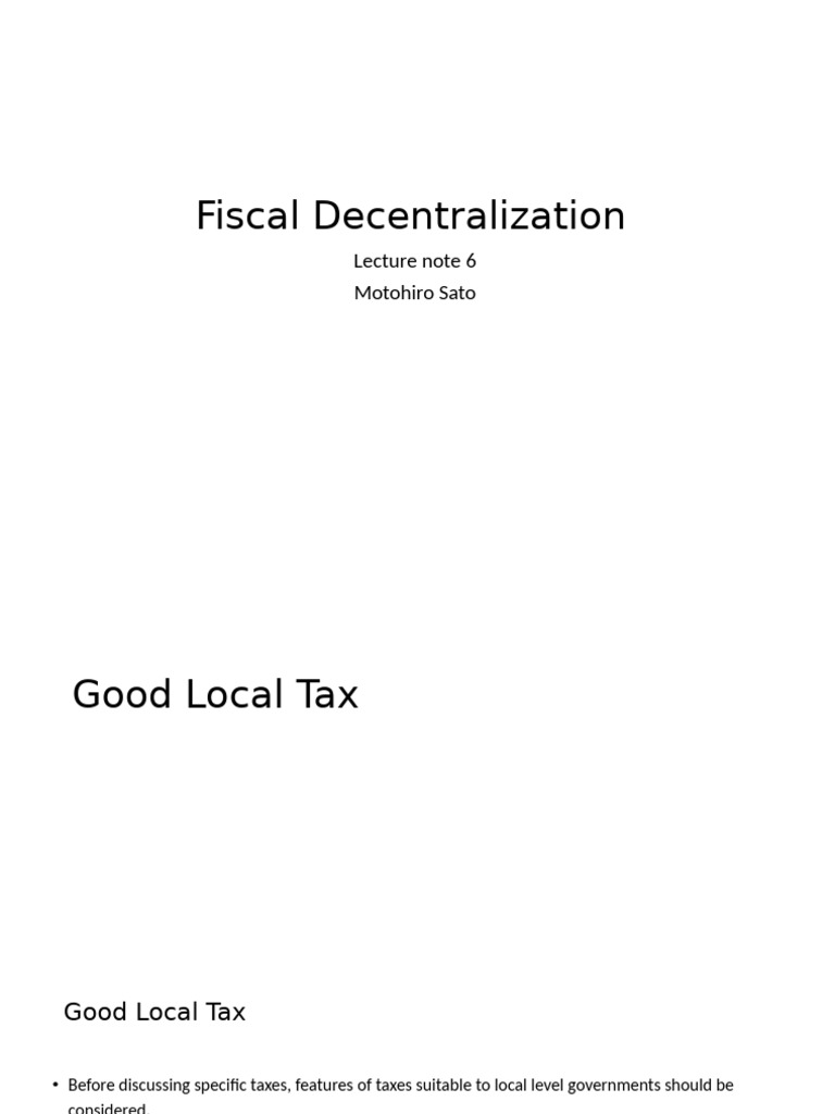 Lecturenote6Good Local Tax | PDF | Taxes | Equity (Economics)