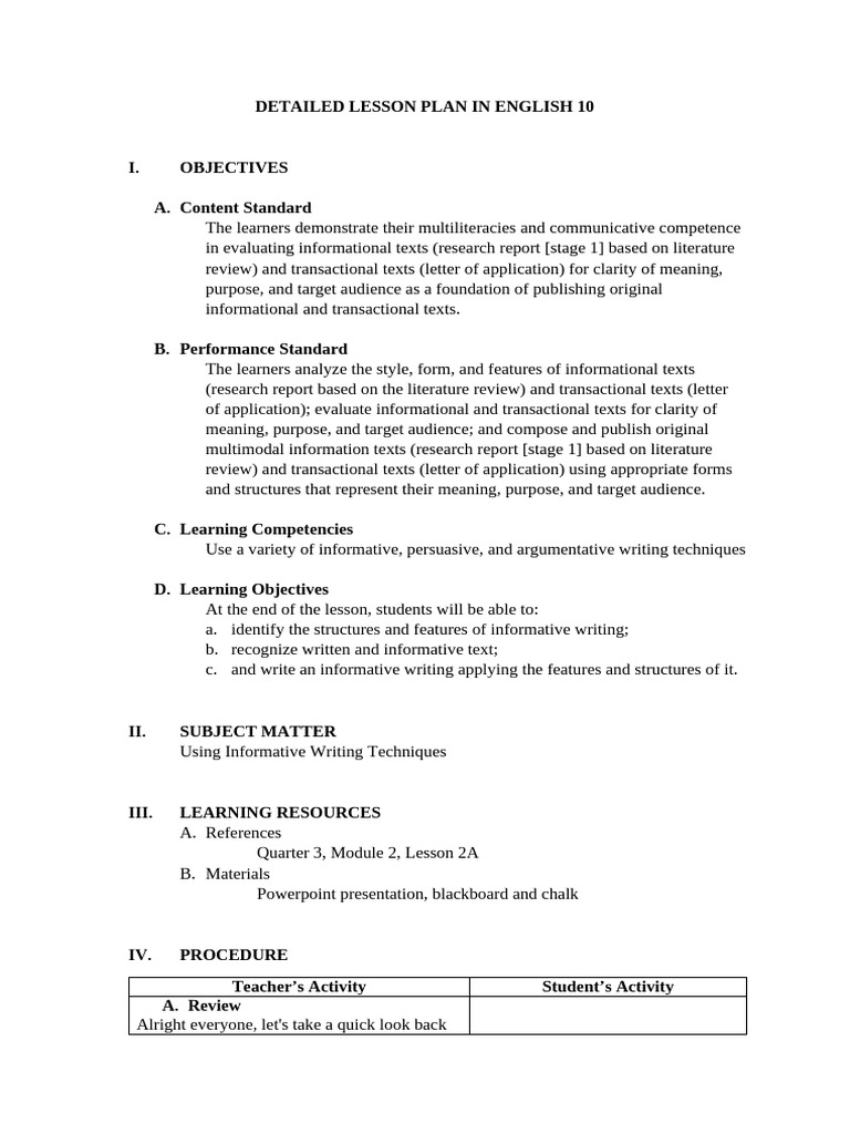 English 10 Informative Writing Lesson | PDF | Essays | Evidence