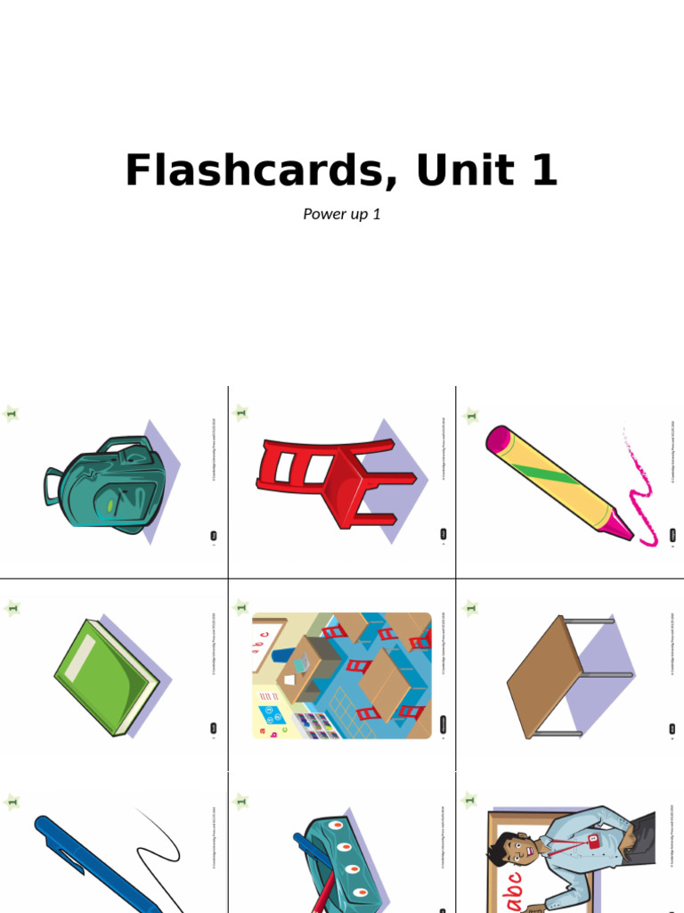 Power Up 1, Flashcards, Unit 1 | PDF