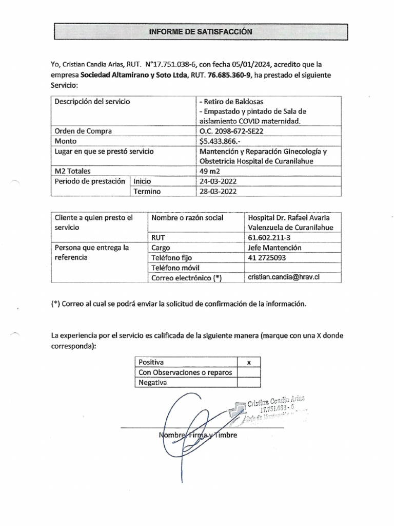 Certificado 25 Hospital Chue 2098-672-SE22 Pintura Moter | PDF | Factura
